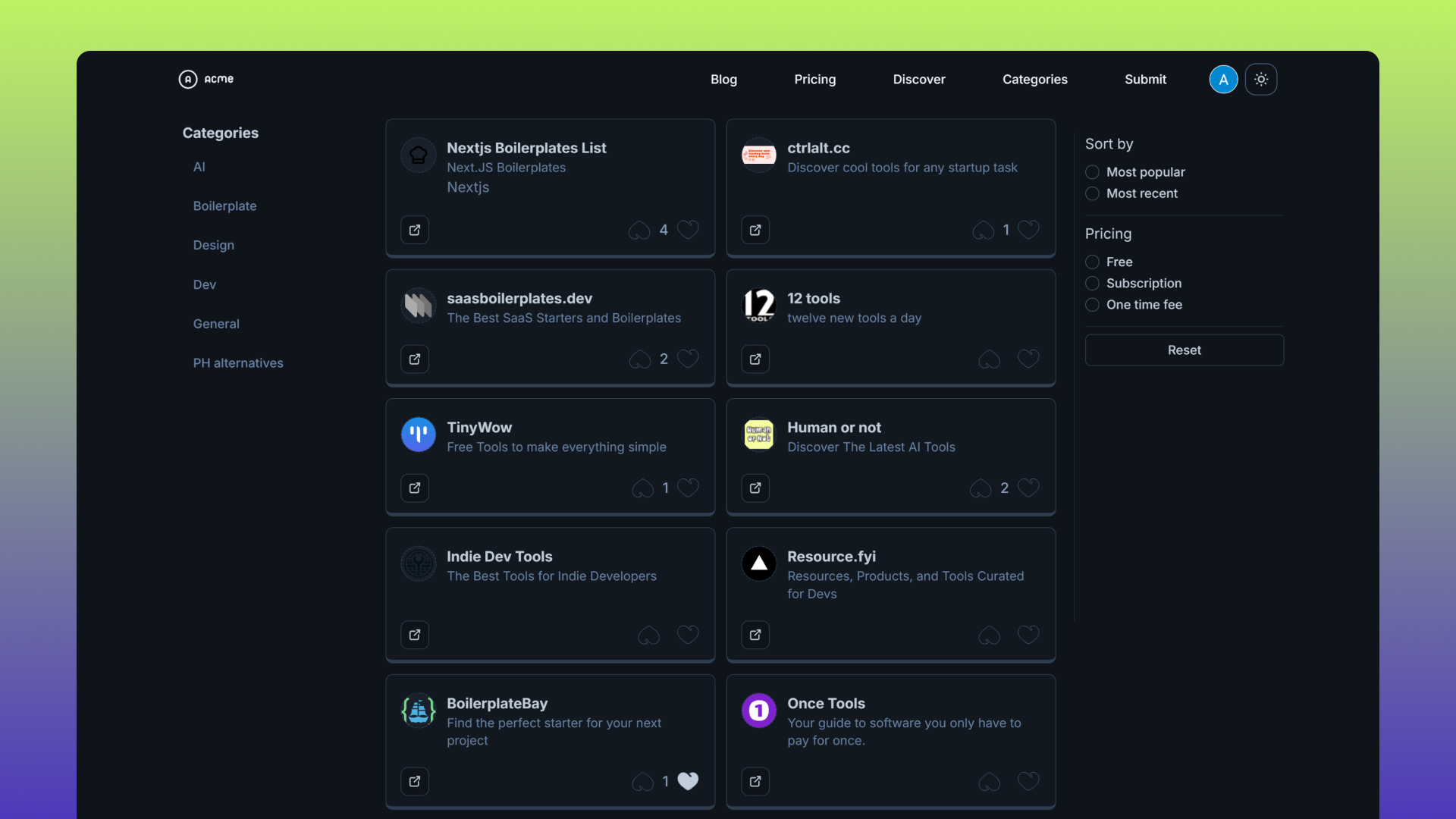 Nextjs Templates & Starters - indie Starter